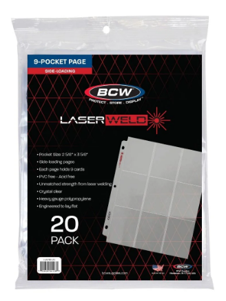 BCW - Binder Pages - 9-Pocket Side-Load Laser Weld Binder Pages 20ct ...